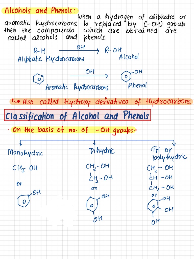 Alcohol, Phenol and Ethers Digital Notes | PDF | Aldehyde | Hydroxide