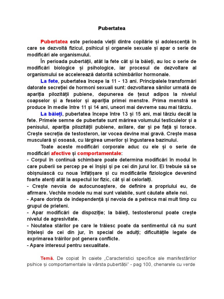 Pubertatea Pdf