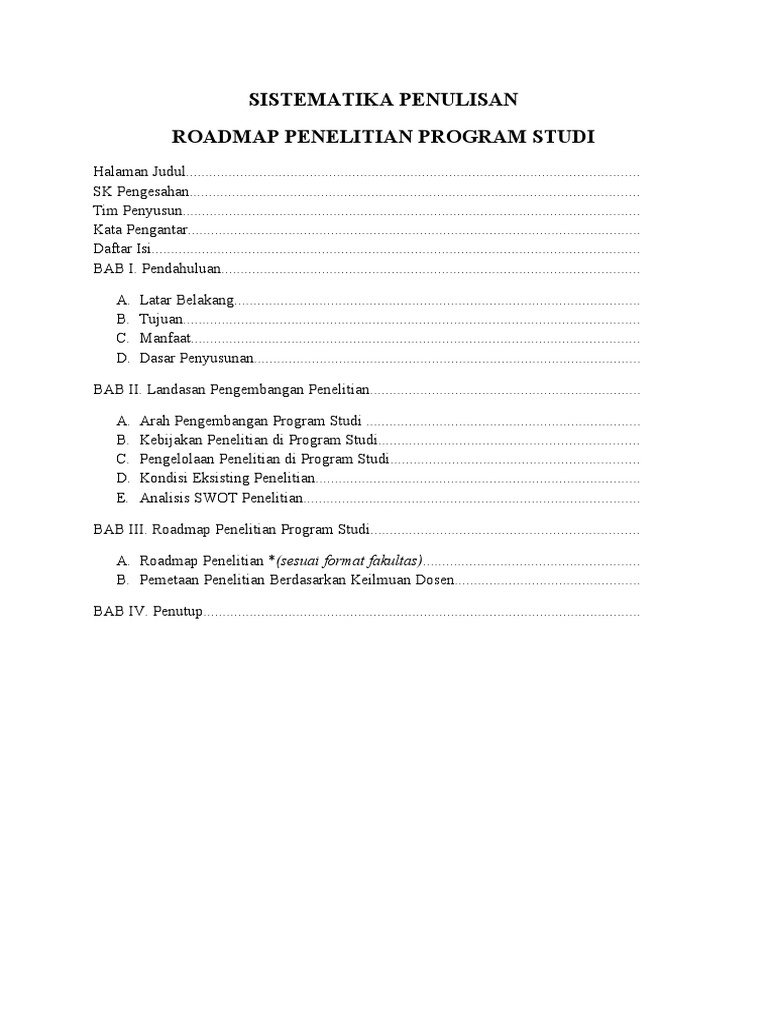 Roadmap Penelitian Program Studi Farmasi | PDF | Pengembangan Diri