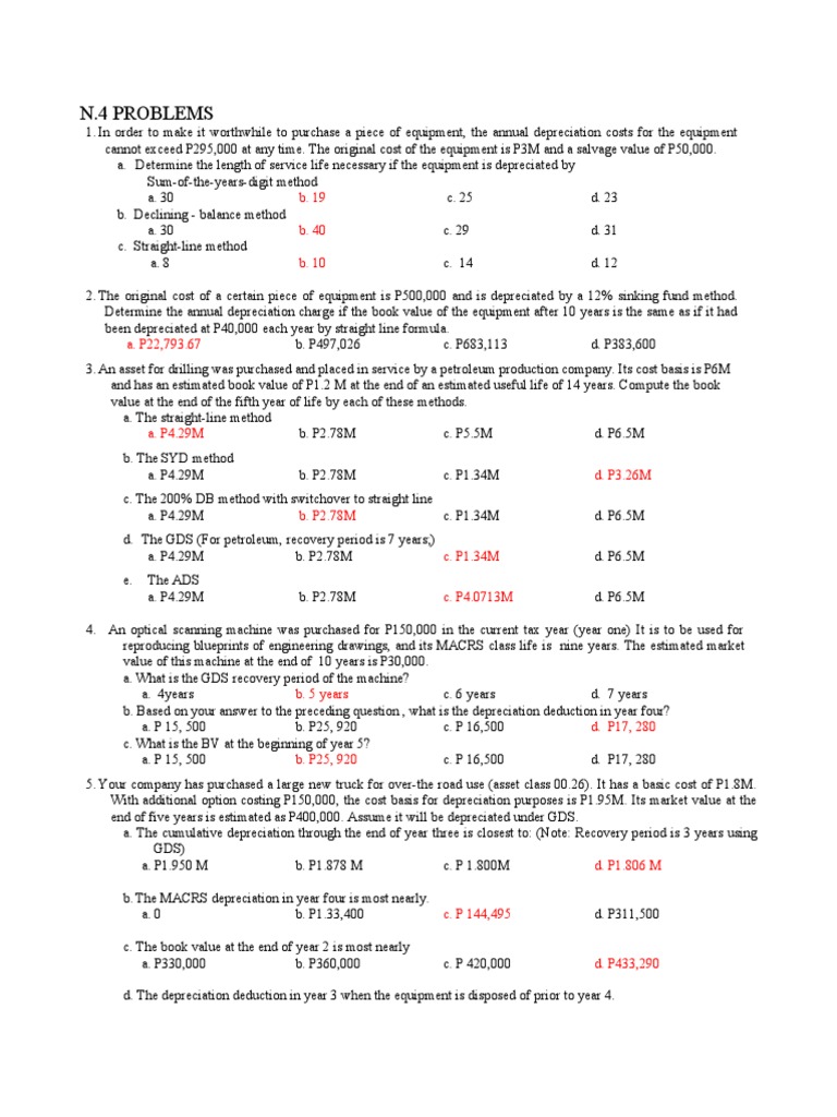 Depreciation Problem Set B QA | PDF | Depreciation | Balance Sheet