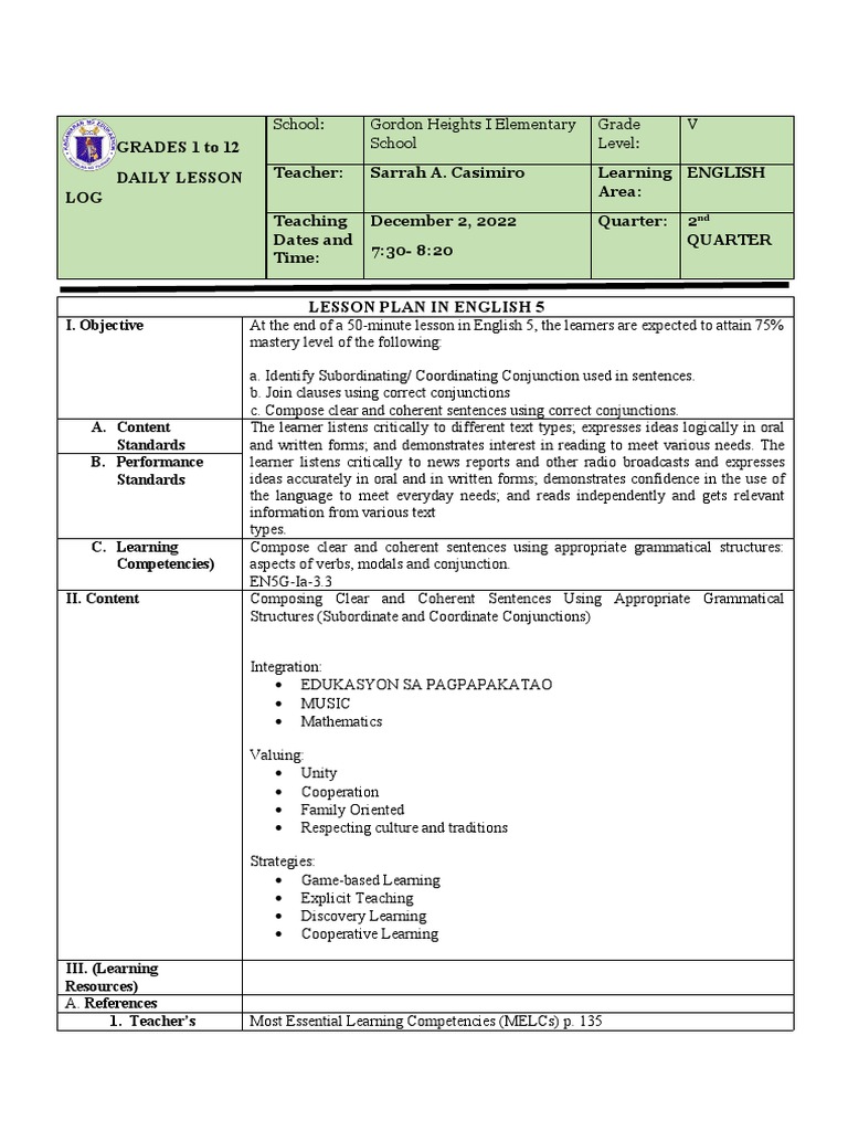 DLP ENG5 Composing Clear and Coherent Sentences Using Appropriate ...