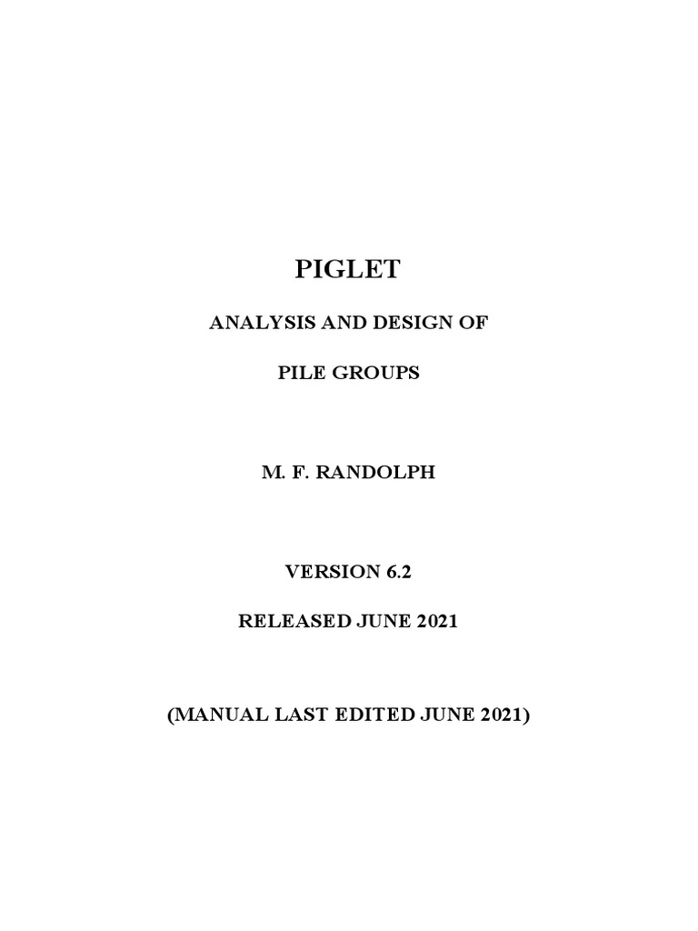 PIGLET Pile Group Analysis Manual | PDF | Young's Modulus | Stiffness