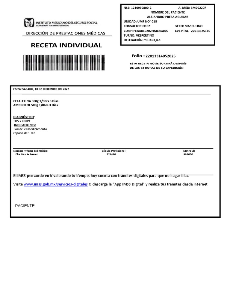 Receta@ Imss | PDF