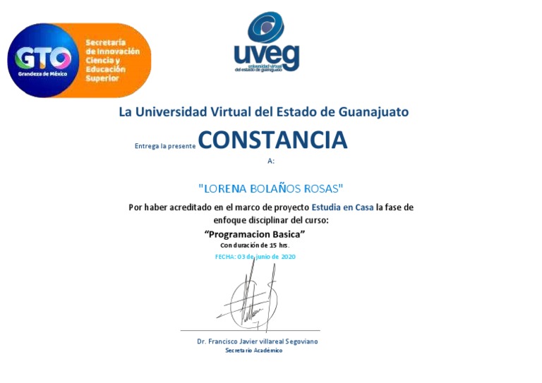 Certificado Lorena Bolaños@UVEG | PDF