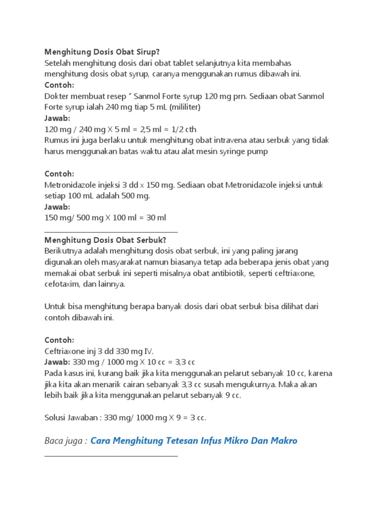 Menghitung Dosis Obat Sirup | PDF