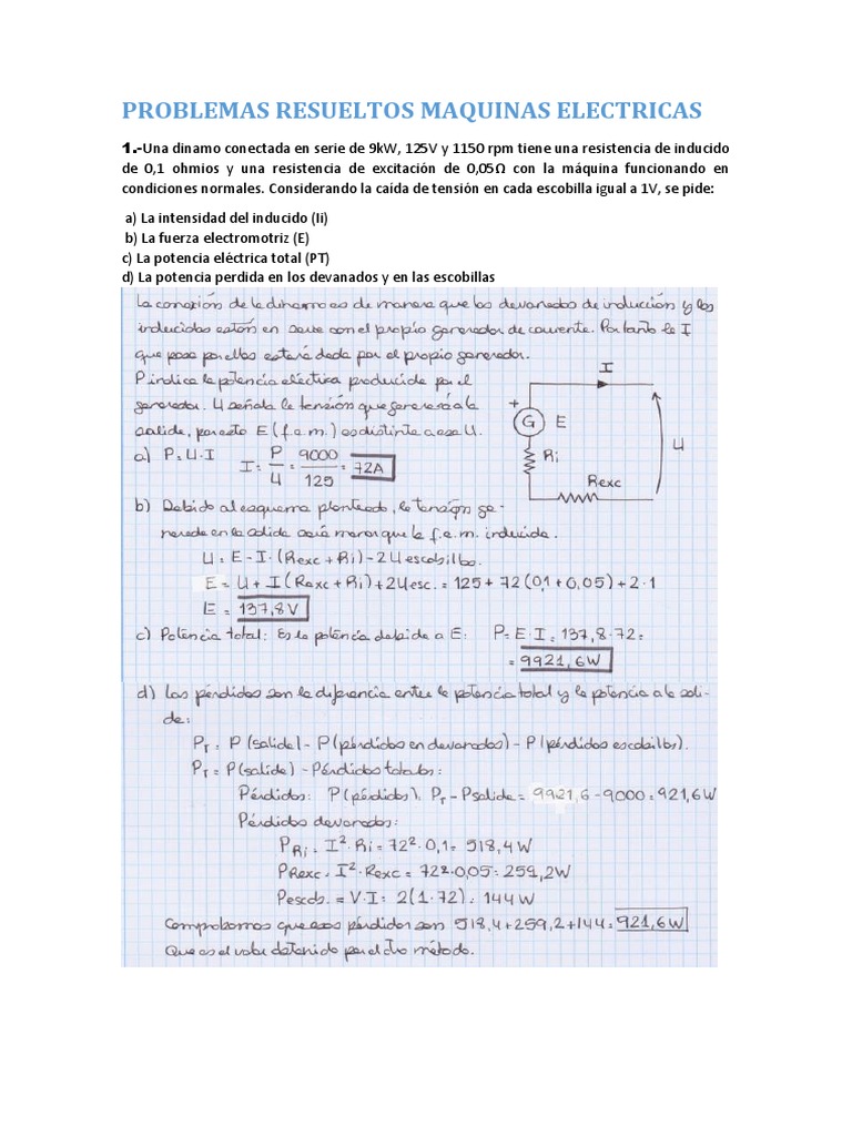 Problemas Resueltos Maquinas Electricas | PDF