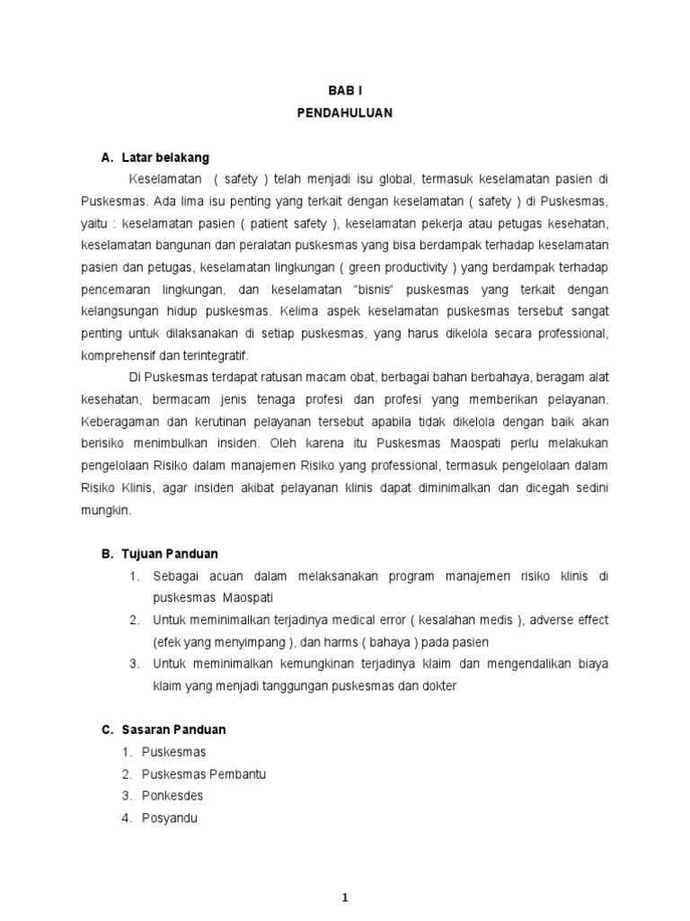Panduan Manajemen Resiko Klinis Pdf