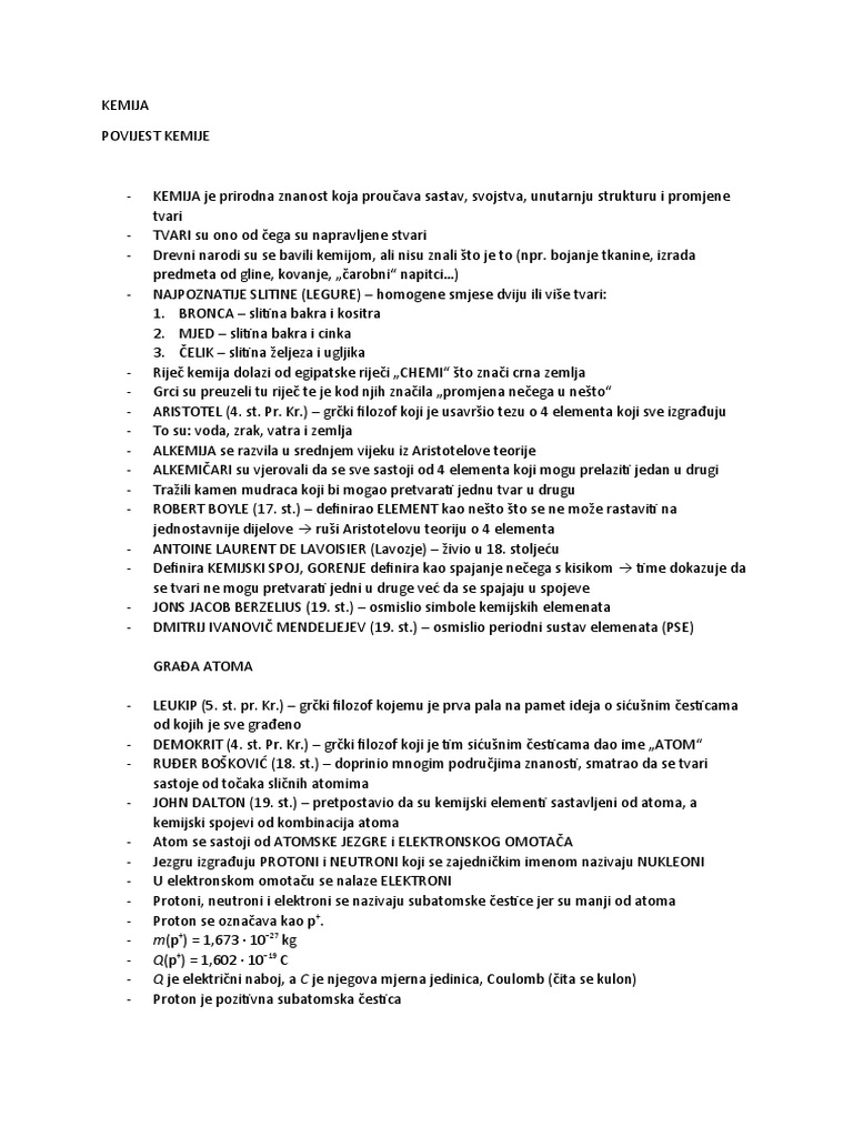 kemija - bilješke | PDF