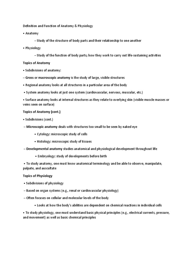 Introduction of Anatomy and Physiology and Homeostasis | PDF ...