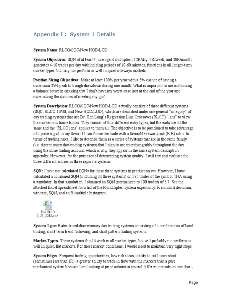 Kims RLCO Trading System Description | PDF | Day Trading | Exchange Traded Fund