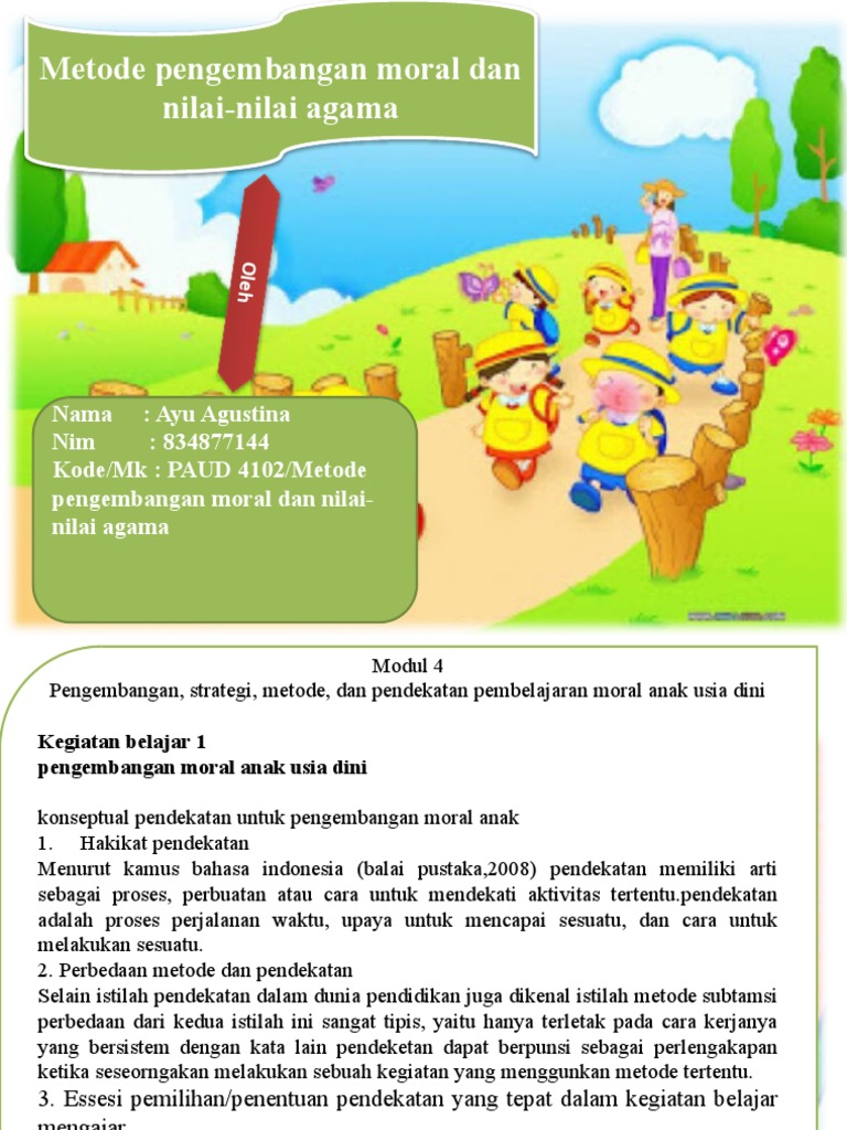 Metode Pengembangan Moral Dan Nilai-Nilai Agama | PDF