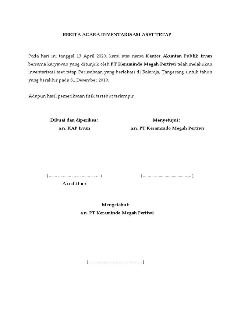 Laporan Inventarisasi Aset Tetap | PDF