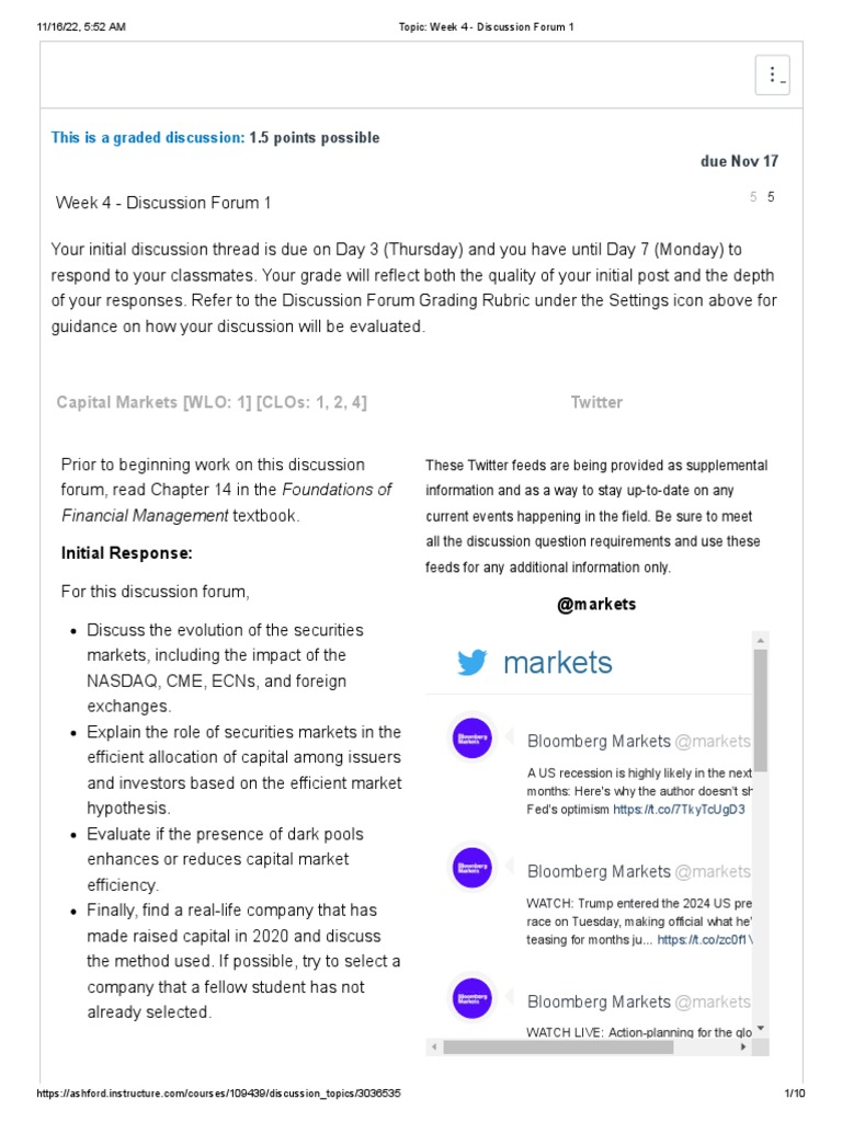 Topic - Week 4 - Discussion Forum 1 | PDF | Securities (Finance) | Stocks