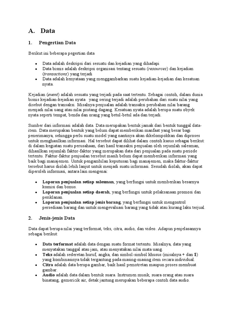Pengertian dan Jenis Data dalam Bisnis | PDF | Bisnis | Komputer