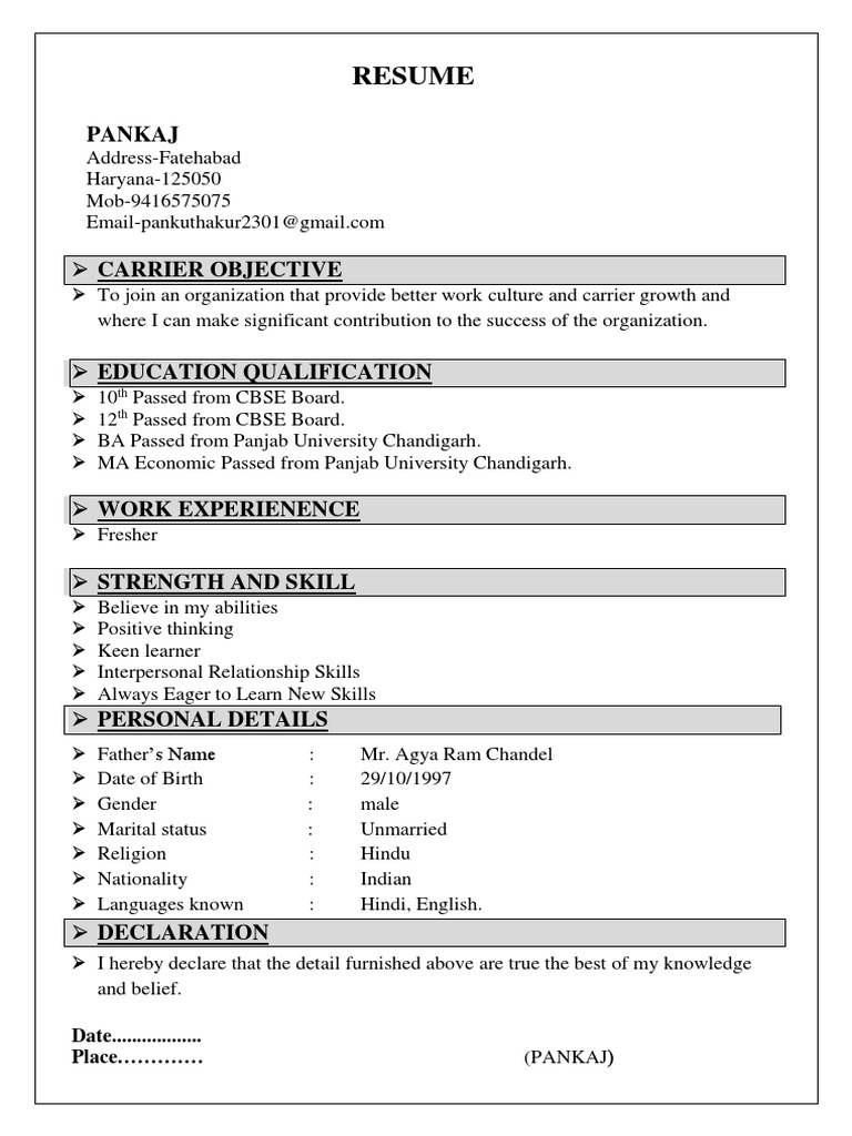 Pankaj CV | PDF