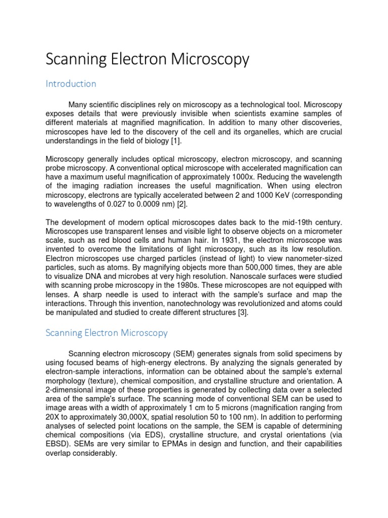 Scanning Electron Micros | PDF | Scanning Electron Microscope | Microscope