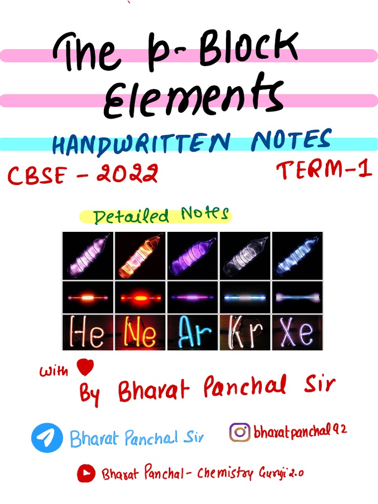 Class 12 P Block Elements by Bharat Panchal | PDF | Chemical Bond | Electron Configuration