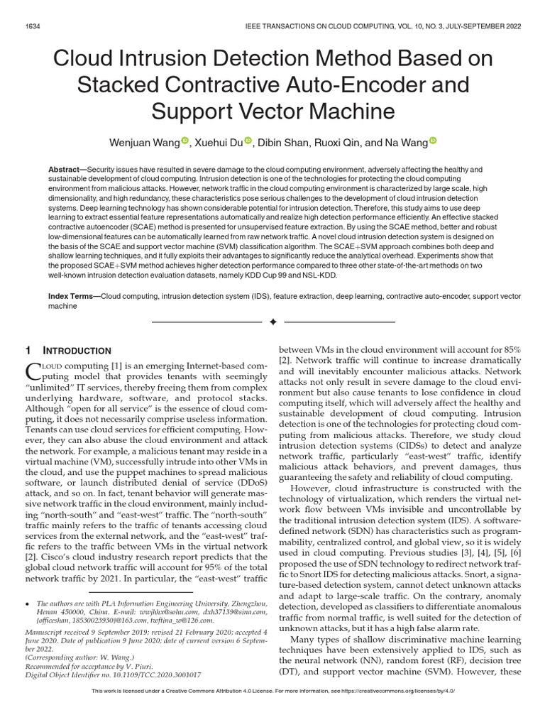 Cloud Intrusion Detection Method Based On Stacked Contractive Auto-Encoder and Support Vector ...