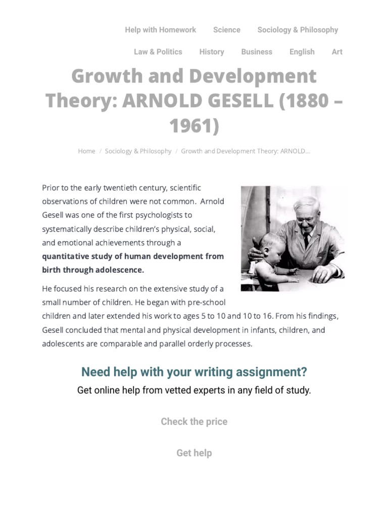 Growth and Development Theory - ARNOLD GESELL (1880 - 1961 ...