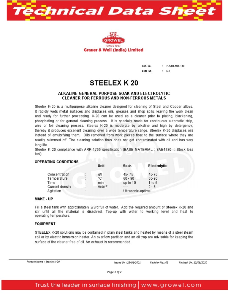 Steelex K 20 Tds | PDF | Steel | Metals