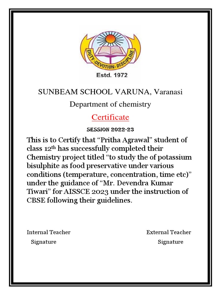 Sunbeam School Varuna | PDF