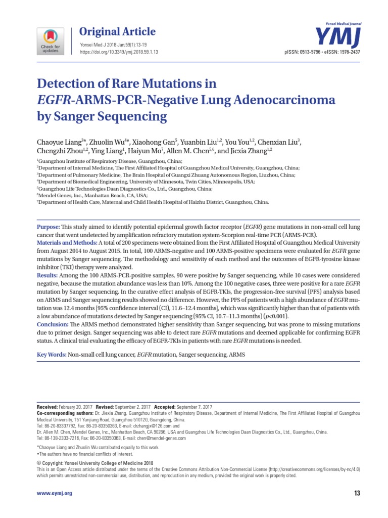18 Detection of Rare Mutations in EGFR-ARMS-PCR-Negative Lung ...