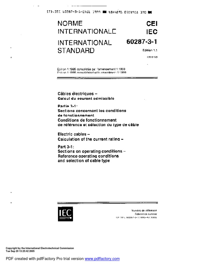 Iec 60287-3-1 1999-05 | PDF | Regulation | Geneva