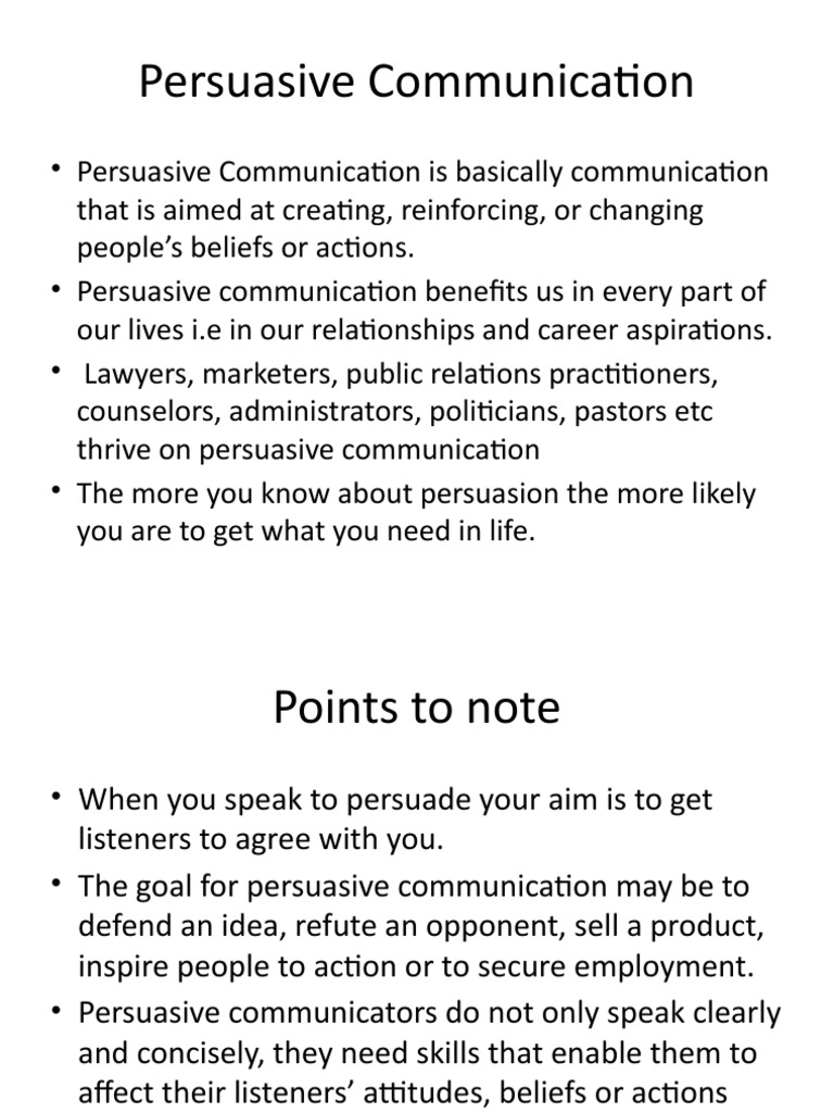 Persuasive Communication Guide | PDF | Public Speaking | Persuasion