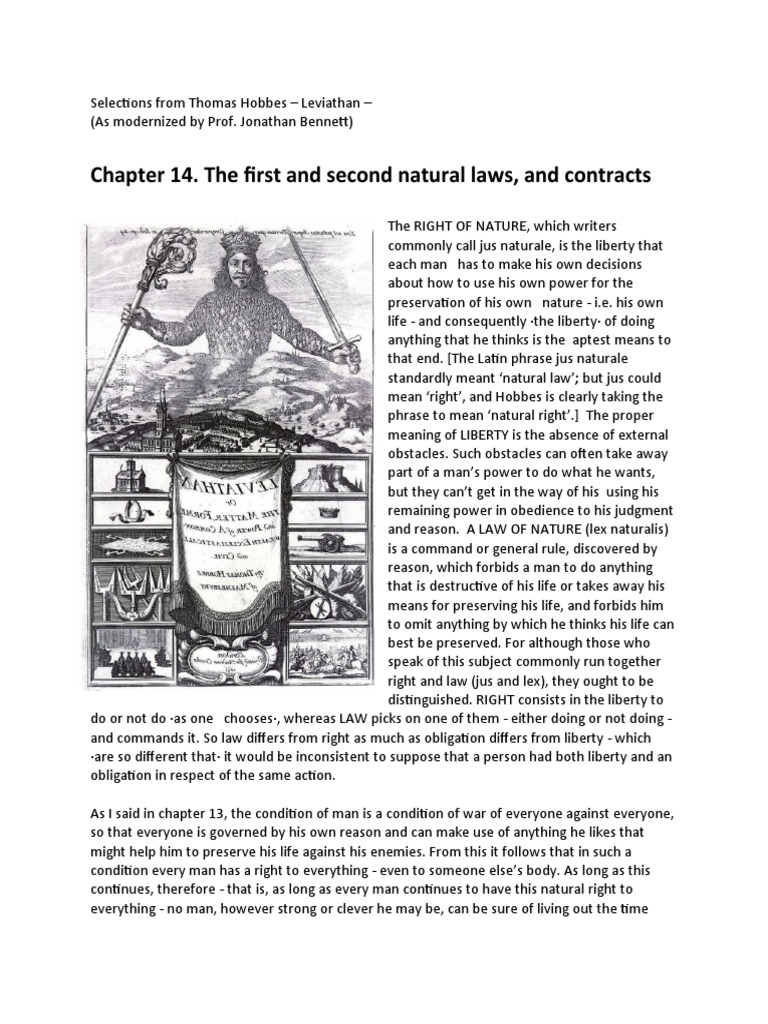 Selections From Thomas Hobbes c14 | PDF | Natural Law | Liberty