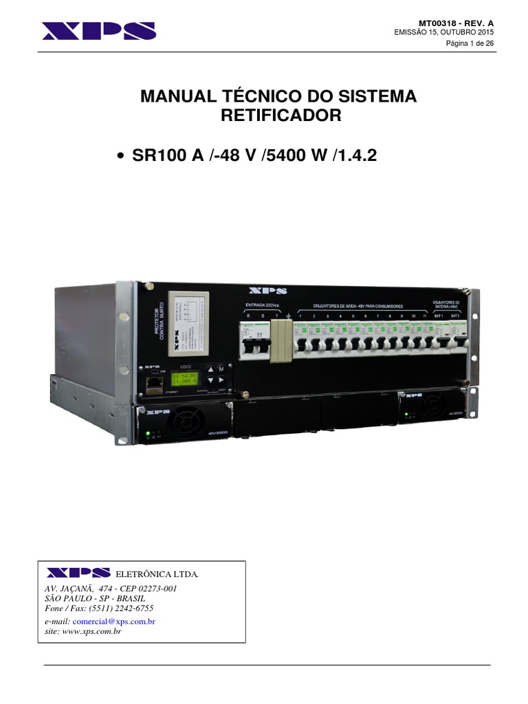 Manual Técnico Do Sistema Retificador Sr100 A - 48 V - 5400 W - 1.4.2 | PDF | Retificador | Rede ...