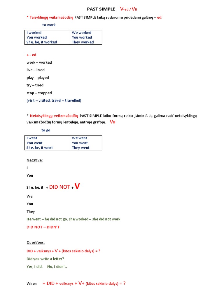 Past Tenses | PDF