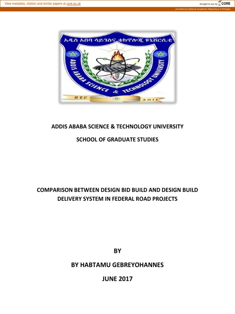 Addis Ababa Science & Technology University School of Graduate Studies | Download Free PDF ...