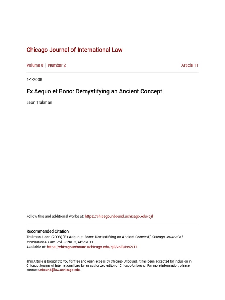 Ex Aequo Et Bono - Demystifying An Ancient Concept | PDF | Arbitration ... Ex Aequo Et Bono - Demystifying An Ancient Concept | PDF | Arbitration ...