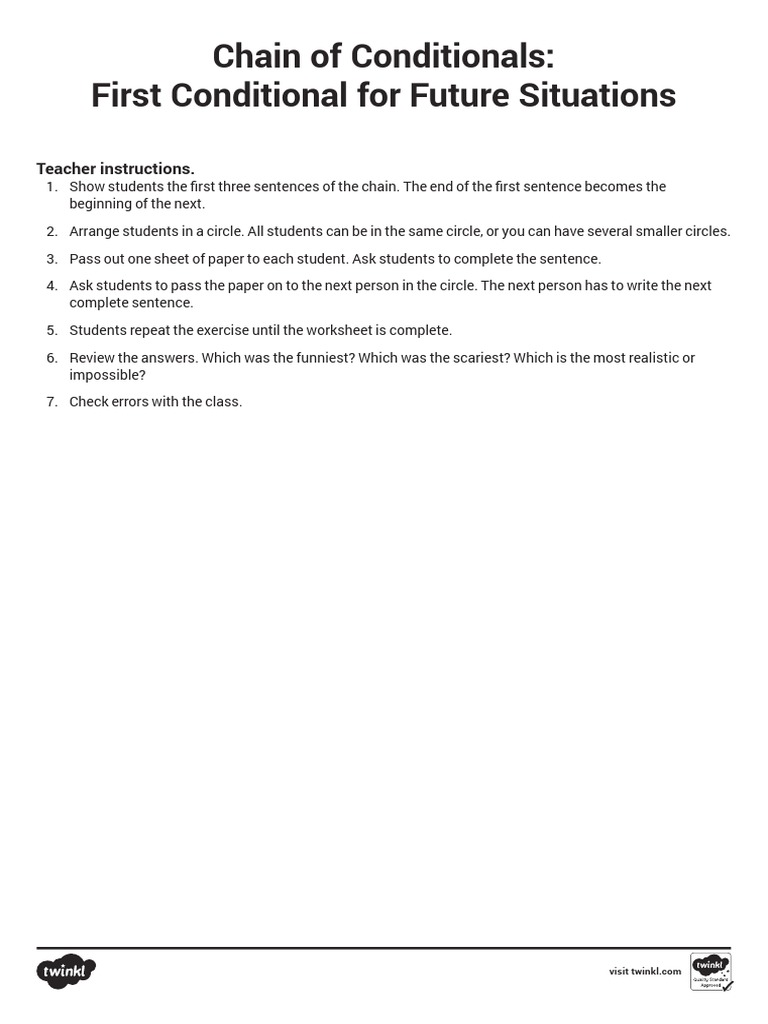 First Conditional Chain Game Ver 1 | PDF | Language Arts & Discipline