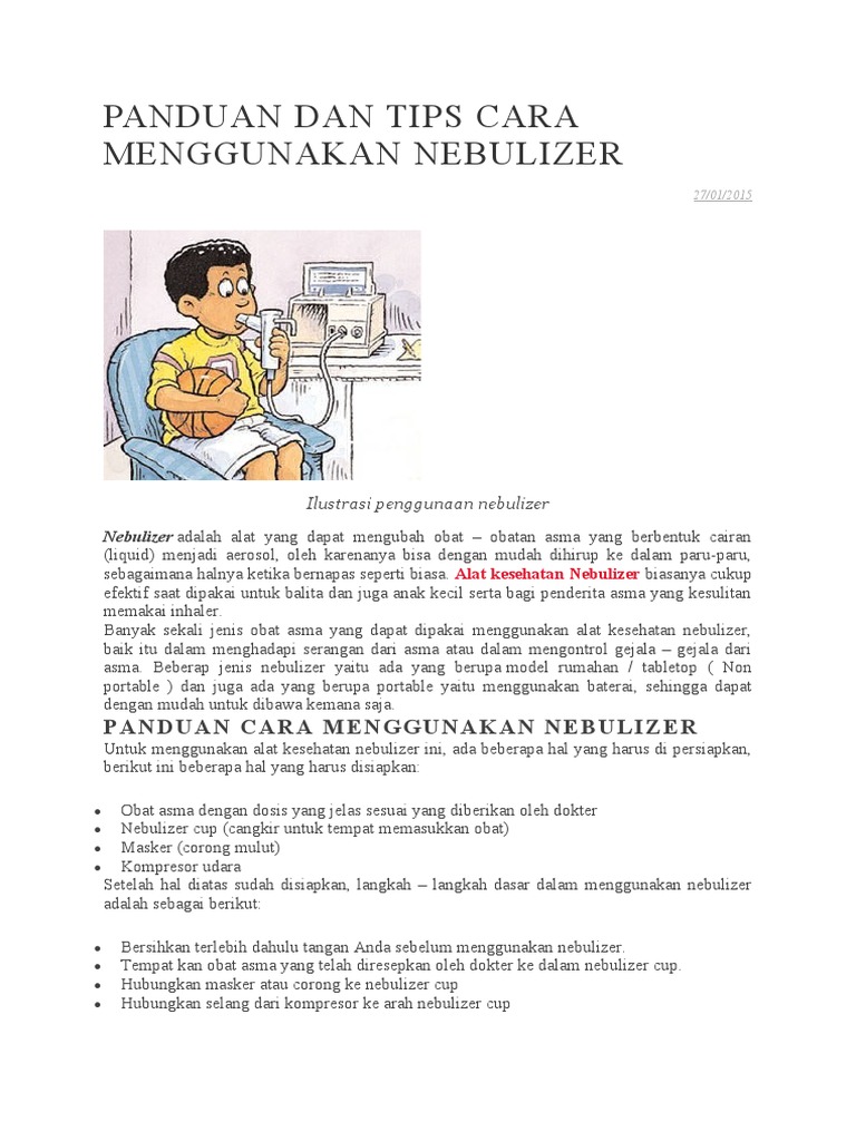 Panduan Dan Tips Cara Menggunakan Nebulizer | PDF