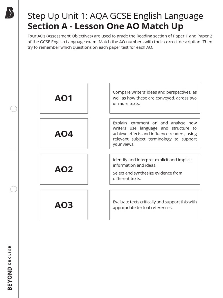 Step Up L1 AO Match Up Worksheet | PDF