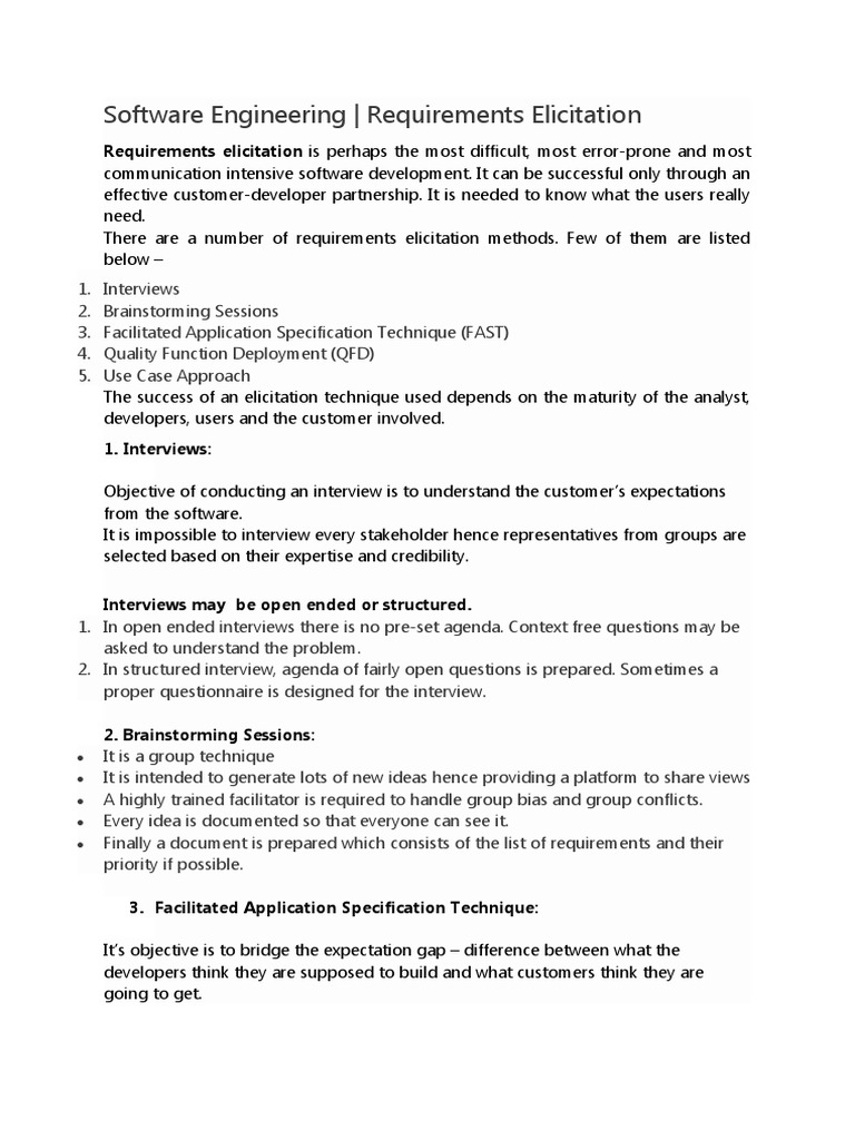 Requirement Elicitation | PDF | Use Case | Specification (Technical ...