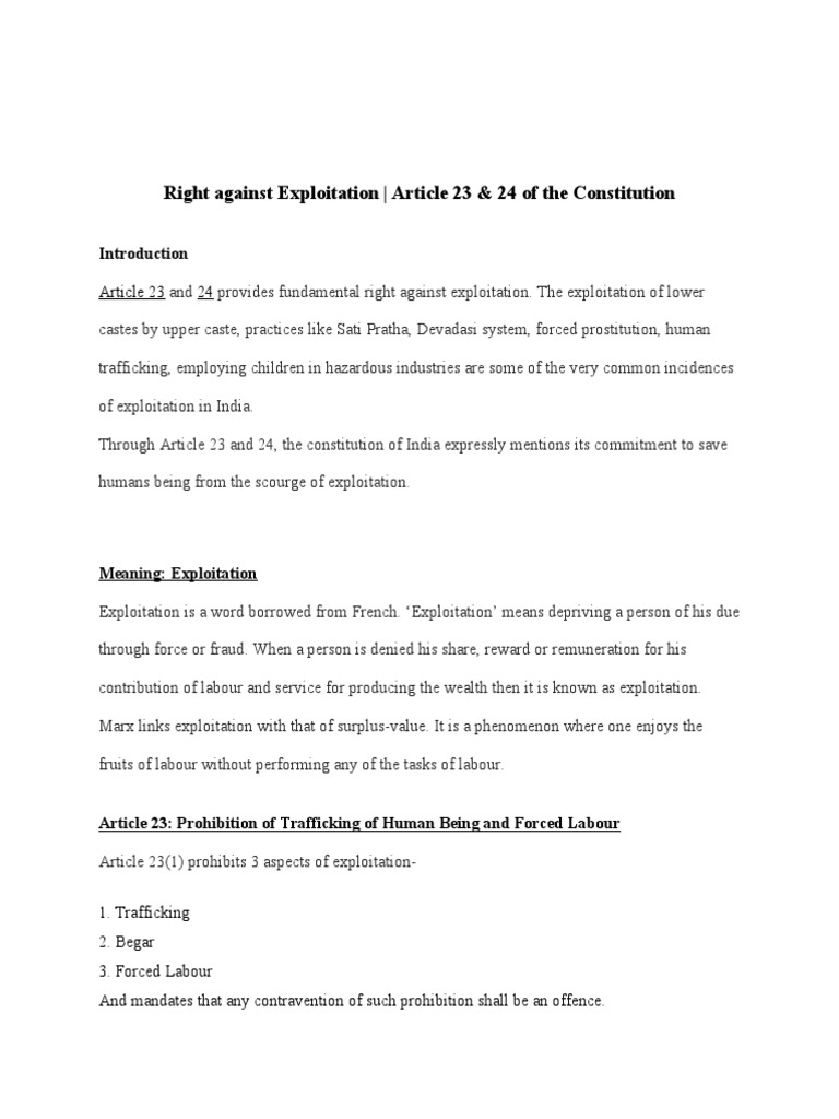 Article 23 & 24 | PDF | Child Labour | Exploitation Of Labour