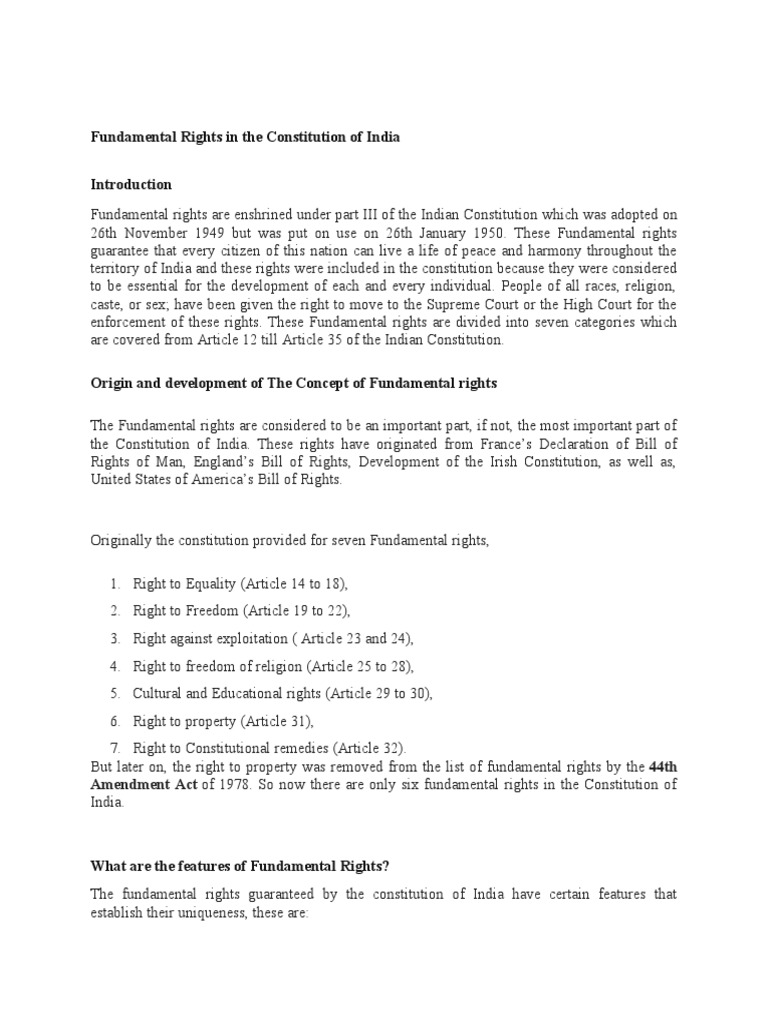 Fundamental Rights in The Constitution of India | PDF | Writ | Ethical ... Fundamental Rights in The Constitution of India | PDF | Writ | Ethical ...