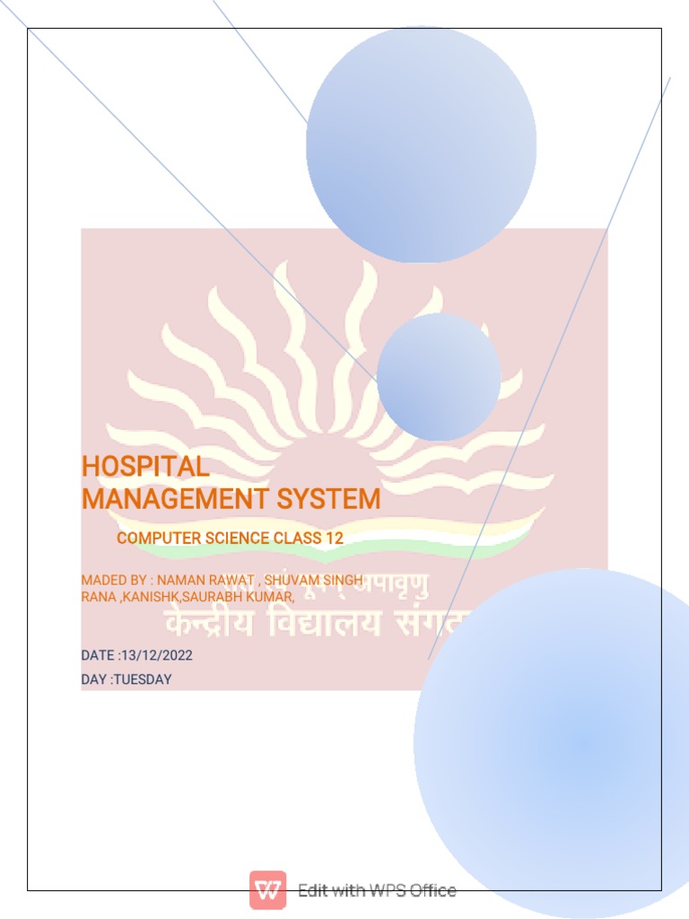 Hospital Management System | PDF | Python (Programming Language) | My Sql