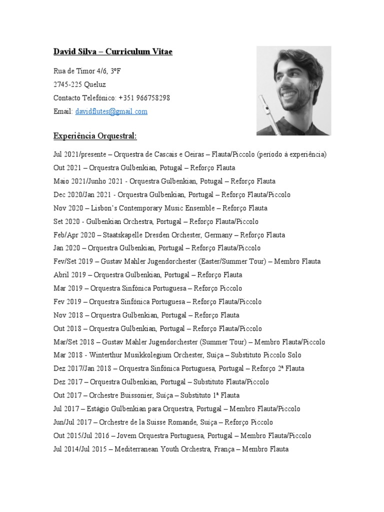 David Silva - CV Completo | PDF | Artes Cênicas | Orquestras