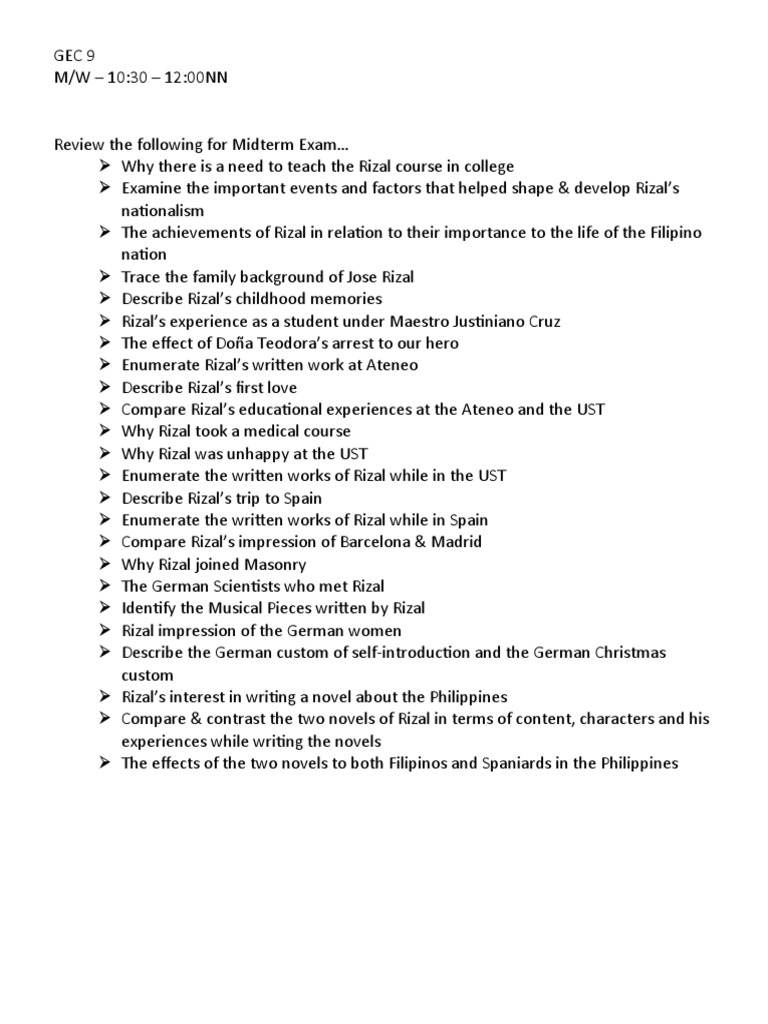 GEC 9 Points To Remember For Midterm Exam | PDF | Social Science