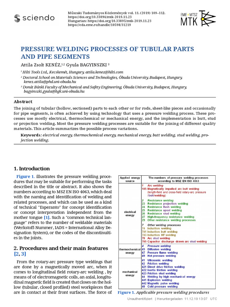 Pressure Welding Processes of Tubular Parts and Pi | PDF | Welding | Construction