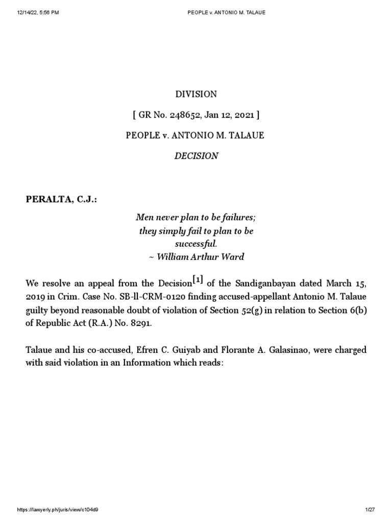People v. Antonio M. Talaue | PDF