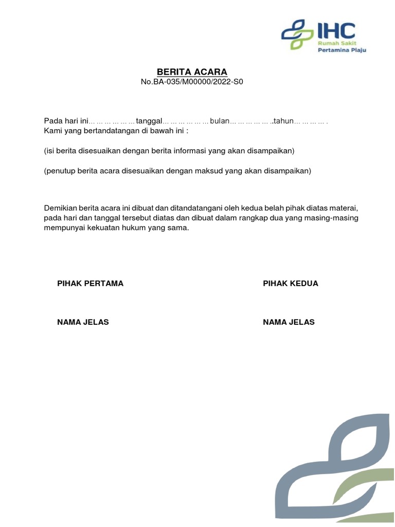 Contoh Format Berita Acara Resmi | PDF