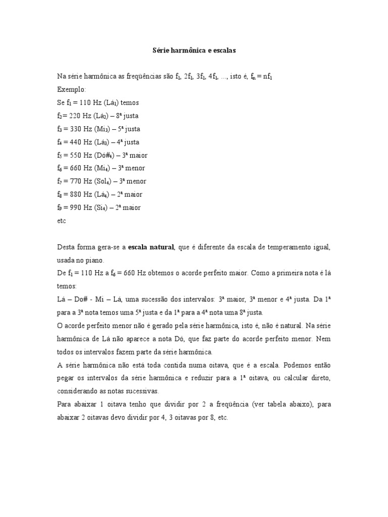 Serie Harmonica e Escalas | PDF | Intervalo (música) | Escala (música)