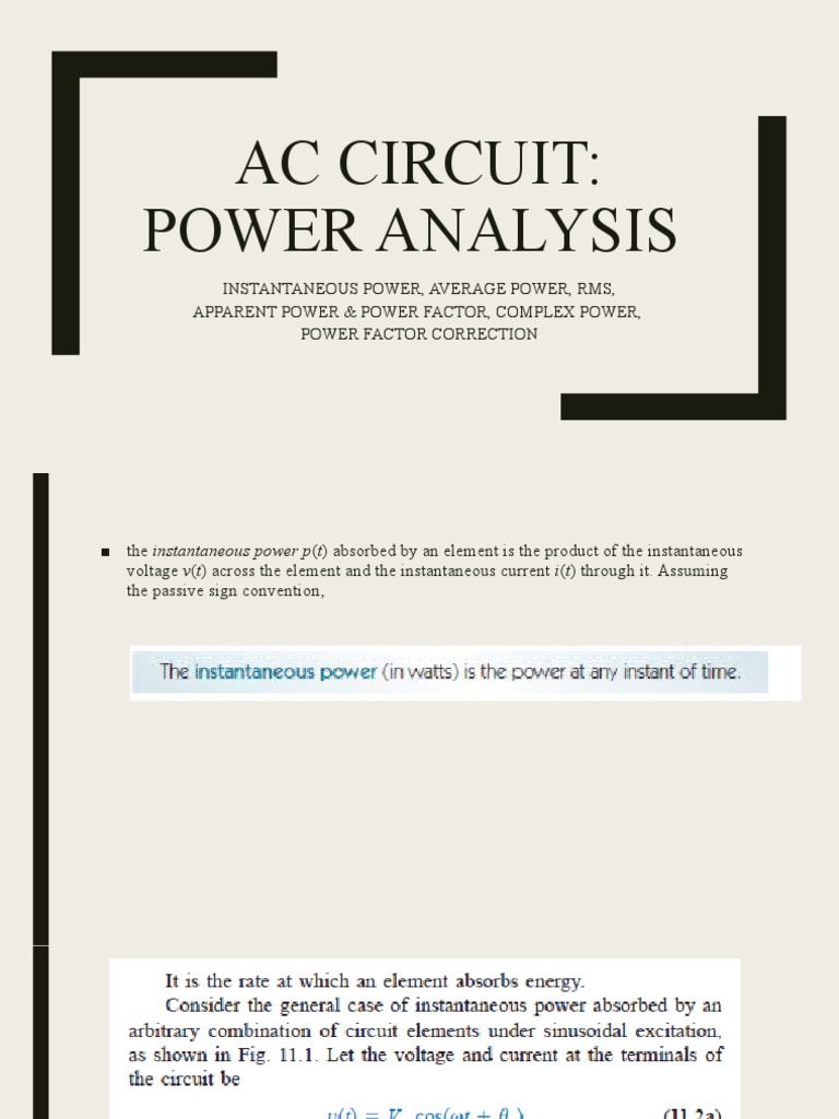 AC CIRCUIT Power Analysis | PDF | Ac Power | Metrology