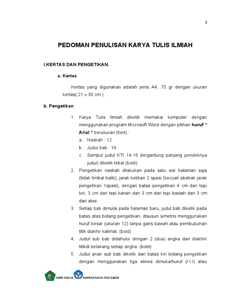 Panduan Penulisan Karya Tulis Ilmiah Edisi Revisi | PDF