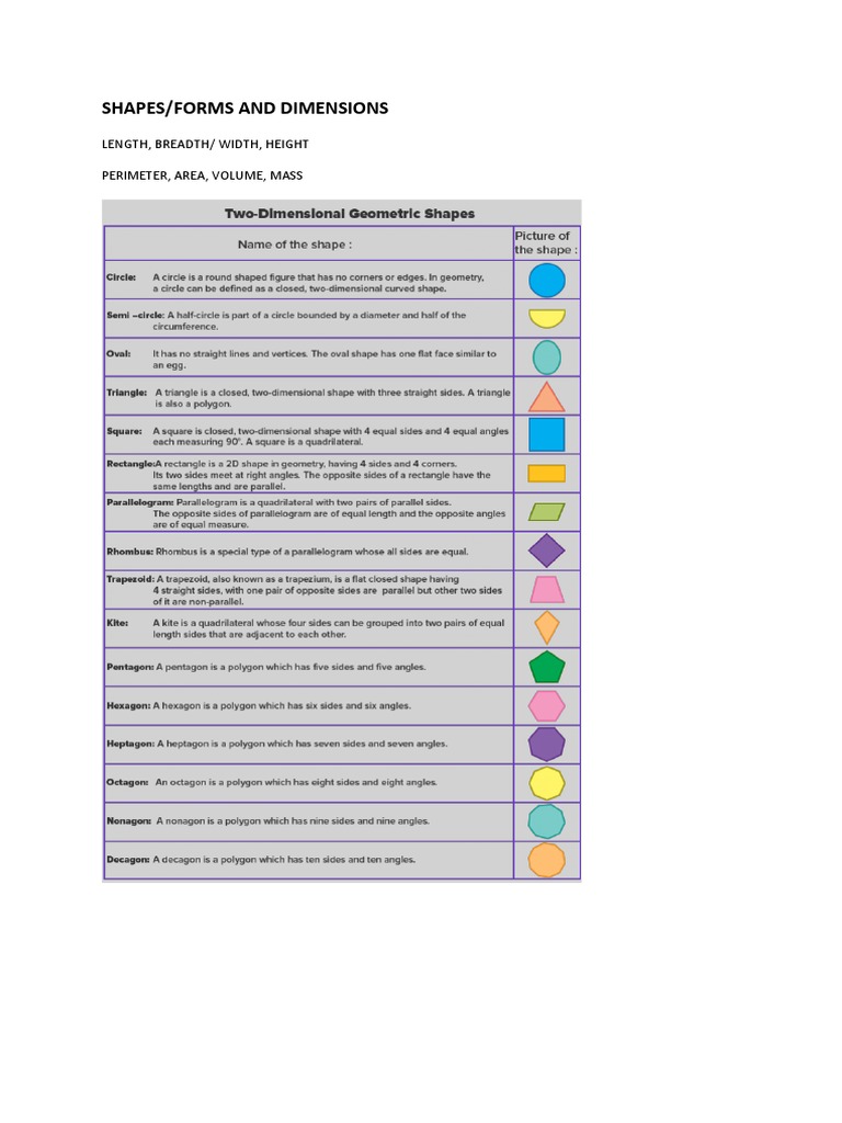 Shape and Size Adjectives Guide | PDF | Shape | Adjective