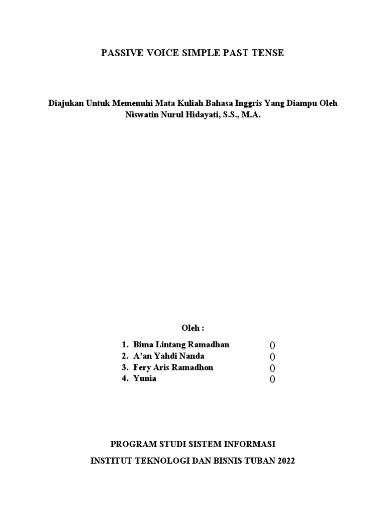Passive Voice Simple Past Tense | PDF